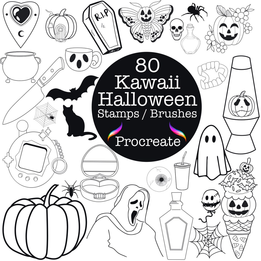 Procreate Brushes Stamps • Halloween Kawaii Art • Digital Download ...