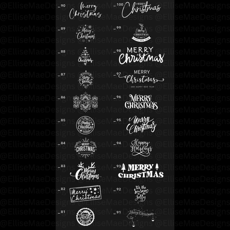 100 Christmas Lettering Procreate Stamps | Holiday Brush Set (digital ...