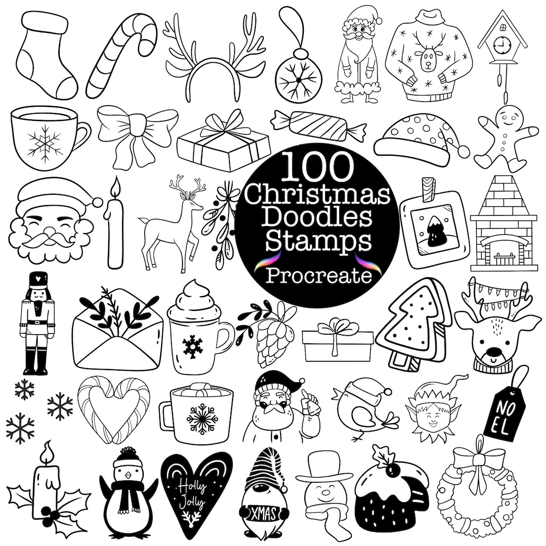 Christmas Procreate Brushes Procreate Doodle Stamps • Xmas • Elf ...