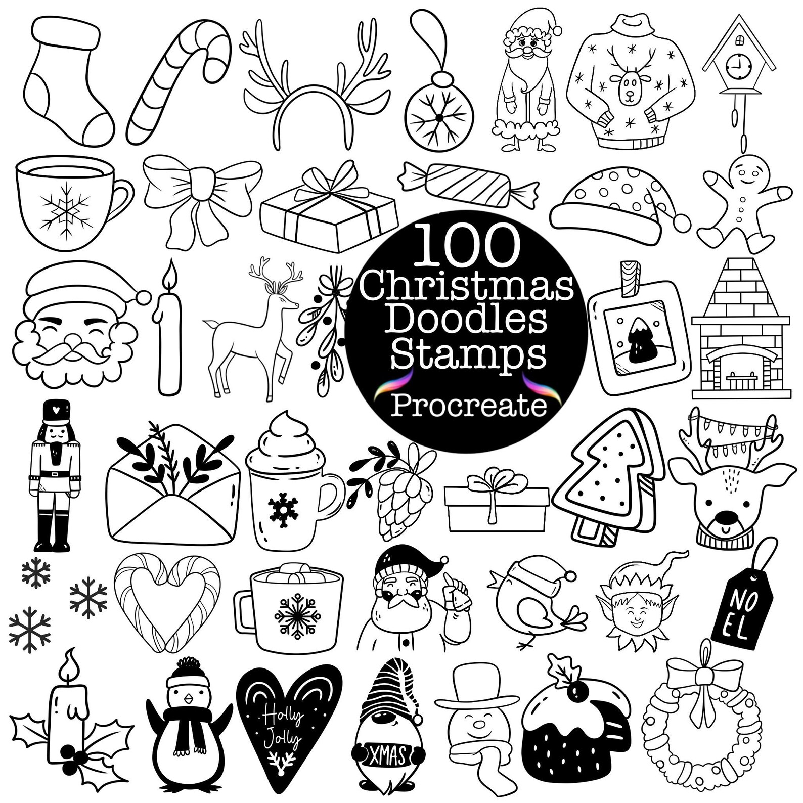 Christmas Procreate Brushes Procreate Doodle Stamps • Xmas • Elf ...