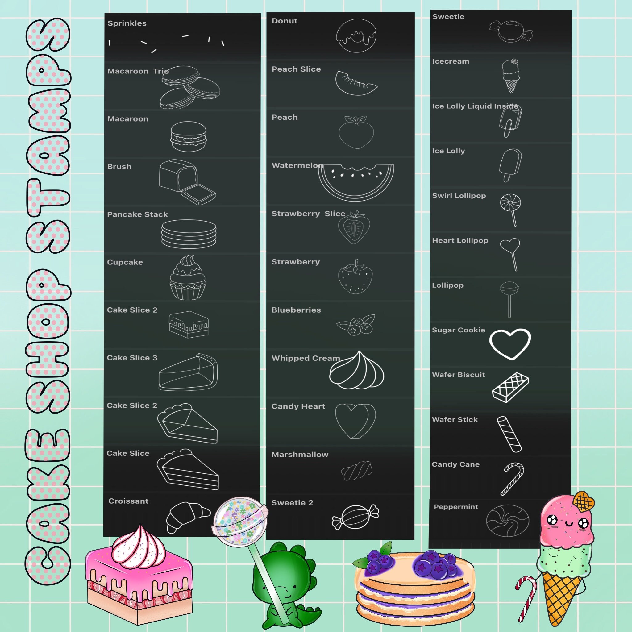 Procreate Kawaii Cake Shop Brushes Stamps Digital Drawing - Etsy