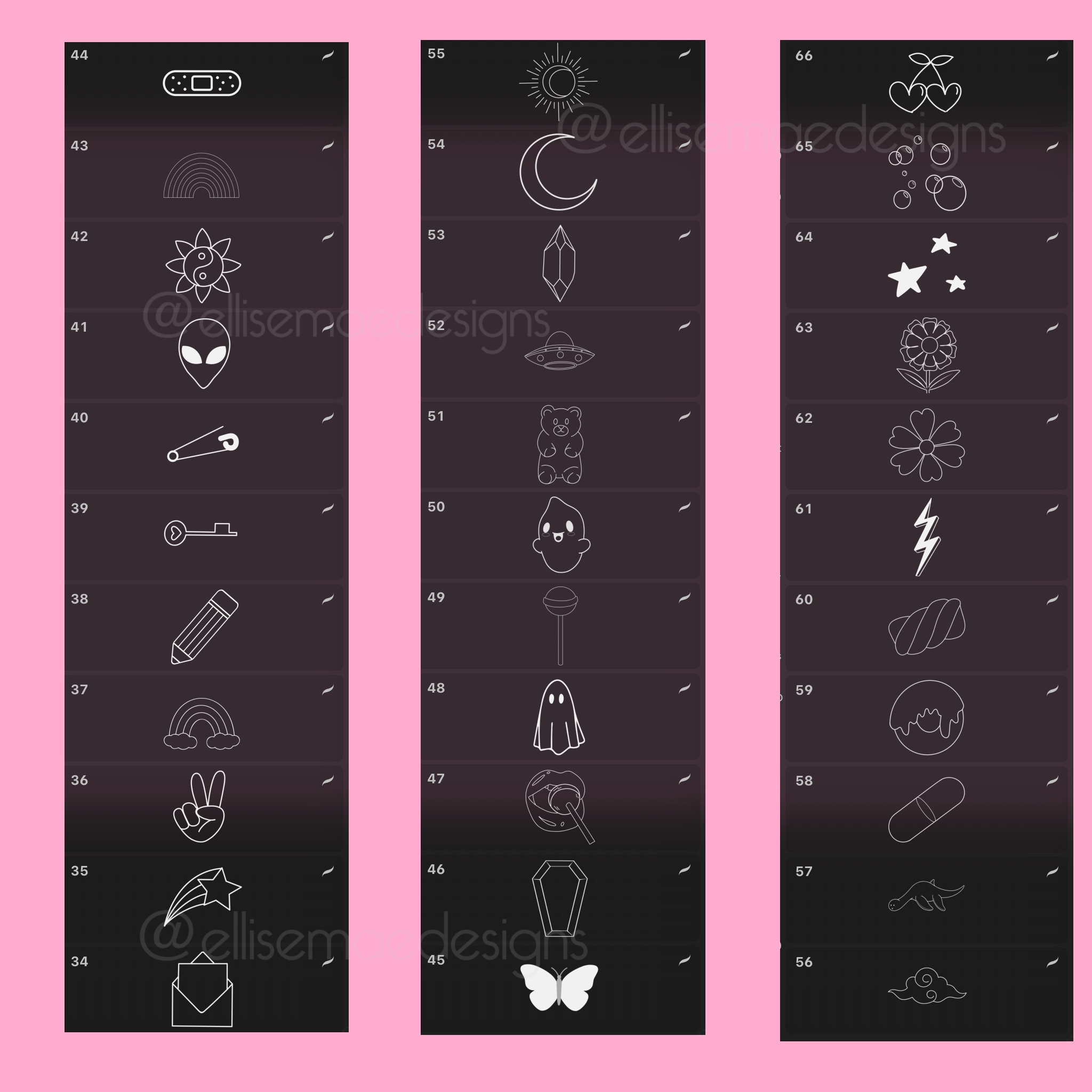 100 Doodle Stamps Procreate Brushes: Retro, Heart, Bee (digital ...