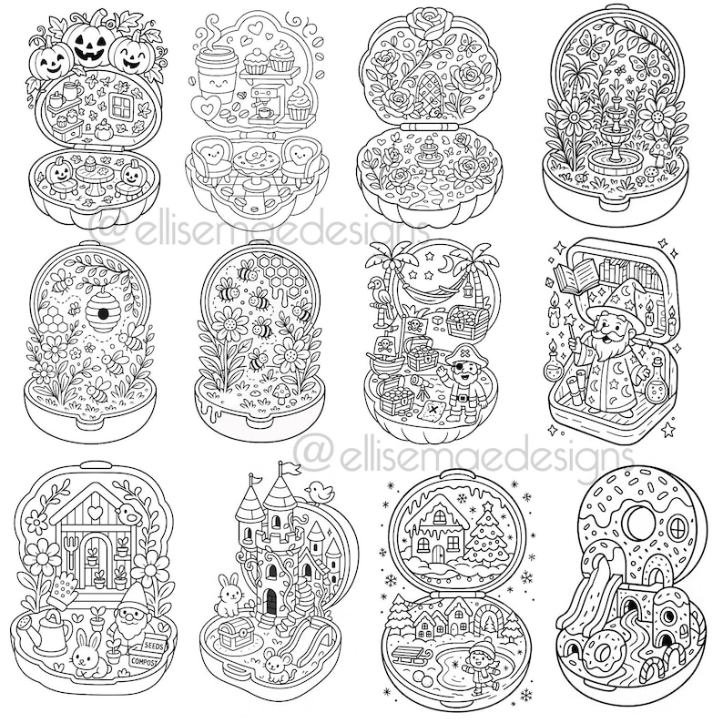 Pocket House Coloring Pages: 55 Cozy Kawaii Illustrations (digital ...