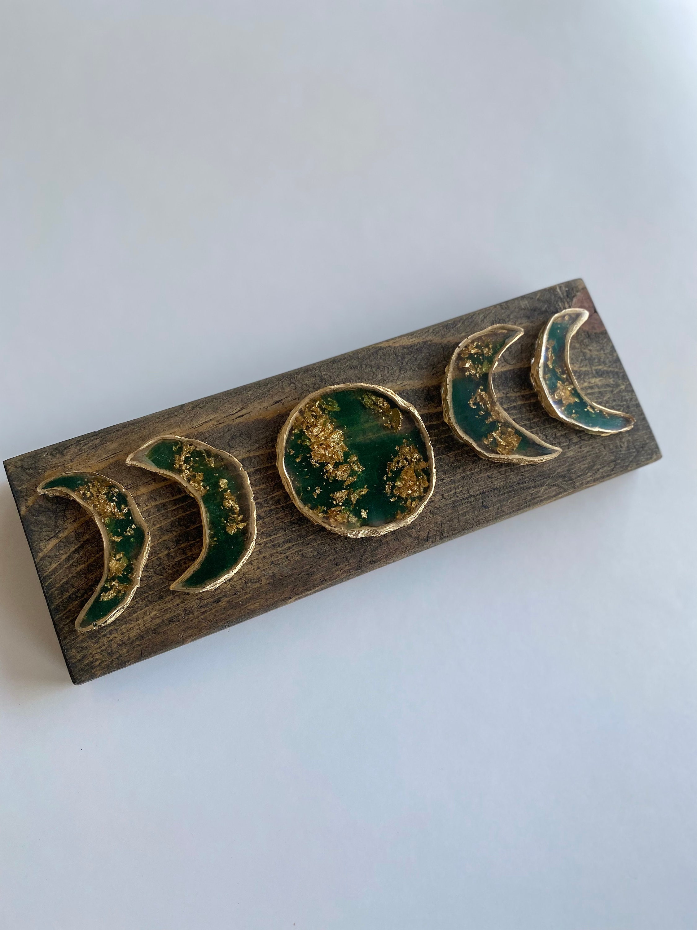 Green Moon Phase Decor • Moon Wood Wall Hanging Decor • Handmade Art - Etsy
