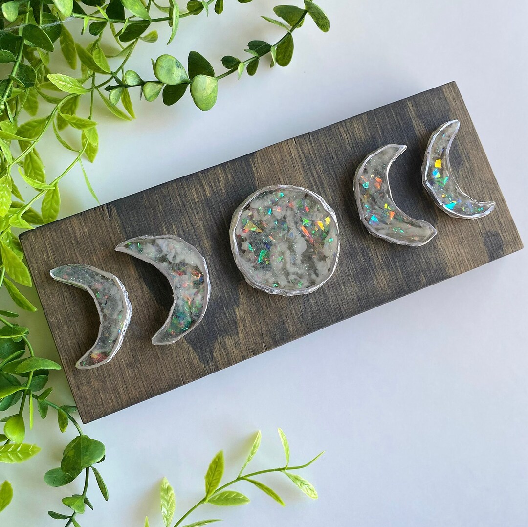 Moon Phase Wall Decor • Handmade Moon Shelf Decor • Moon Art - Etsy