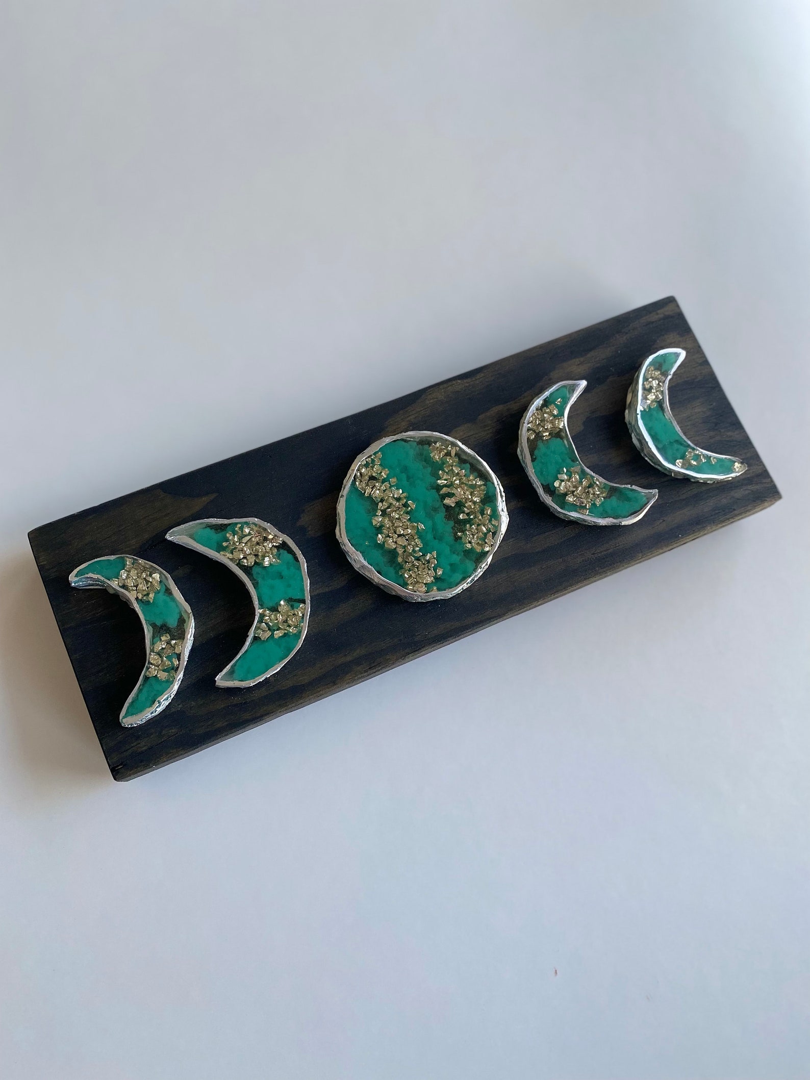 Moon Phase Wall Decor • Aqua Moon Shelf Art • Handmade Art - Etsy