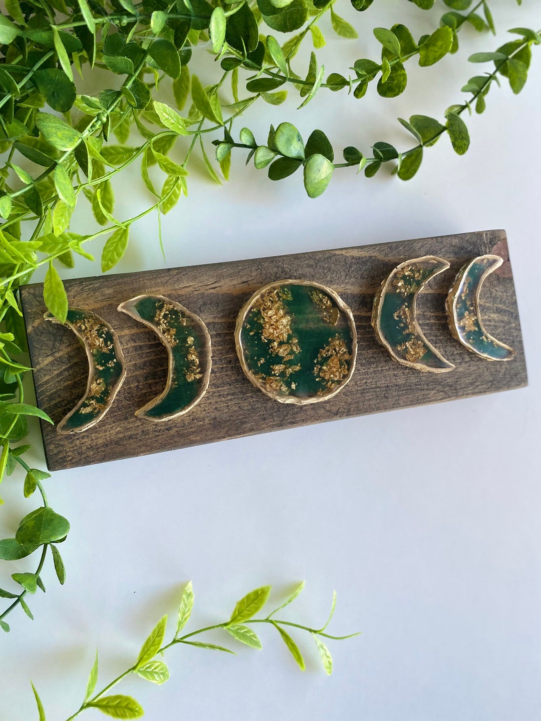 Green Moon Phase Decor • Moon Wood Wall Hanging Decor • Handmade Art - Etsy