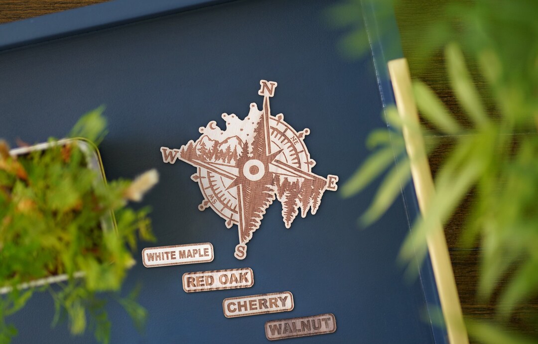 Wooden Sticker | Wood Sticker | Compass Sticker | Mountain Sticker ...