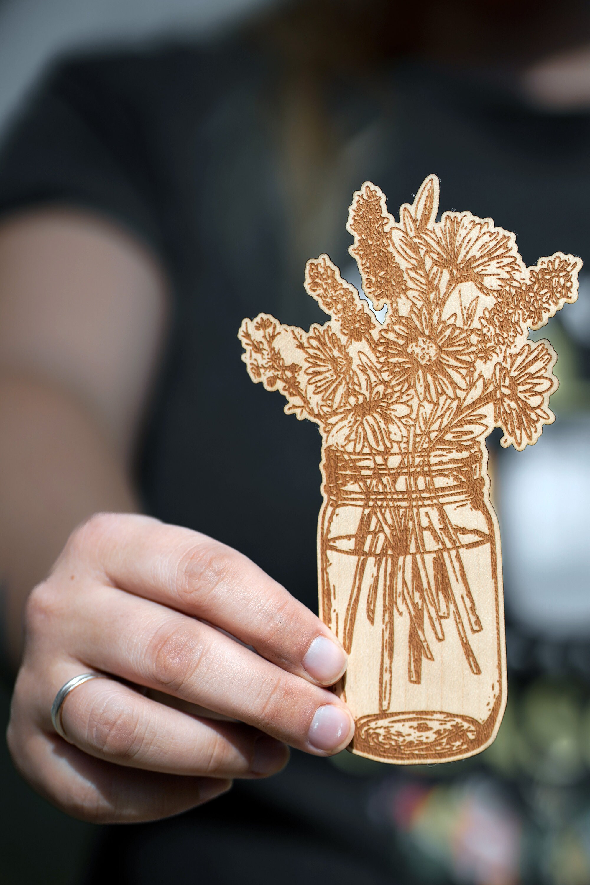 Flower Wooden Sticker Wood Sticker Wood Decal Mason Jar - Etsy