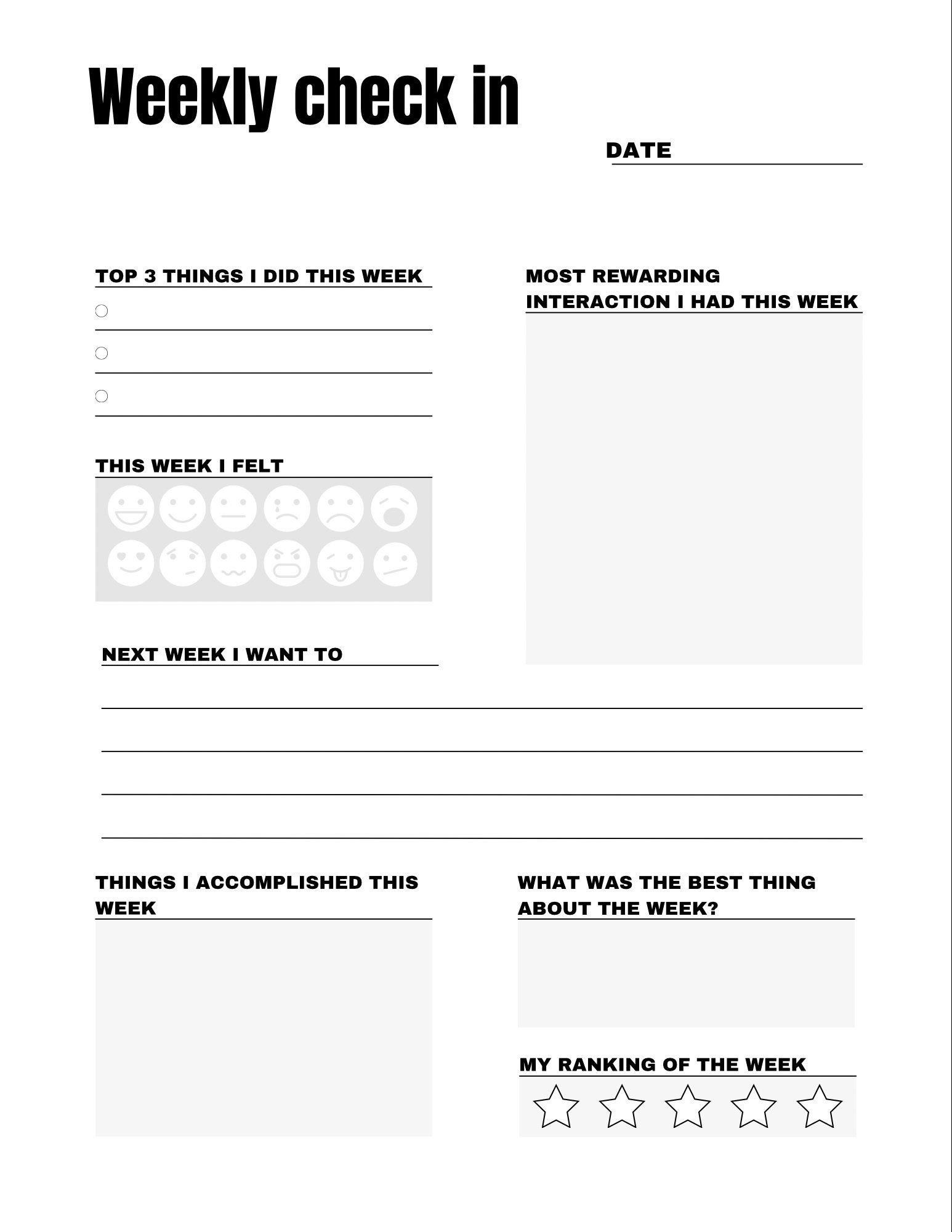 Weekly Check in Mental Health - Etsy