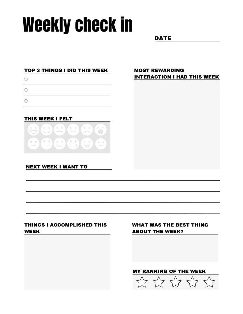 Weekly Check in Mental Health - Etsy
