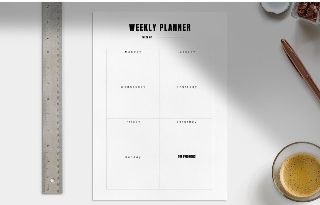 Weekly Planner Printable, Minimalist Weekly Schedule - Etsy