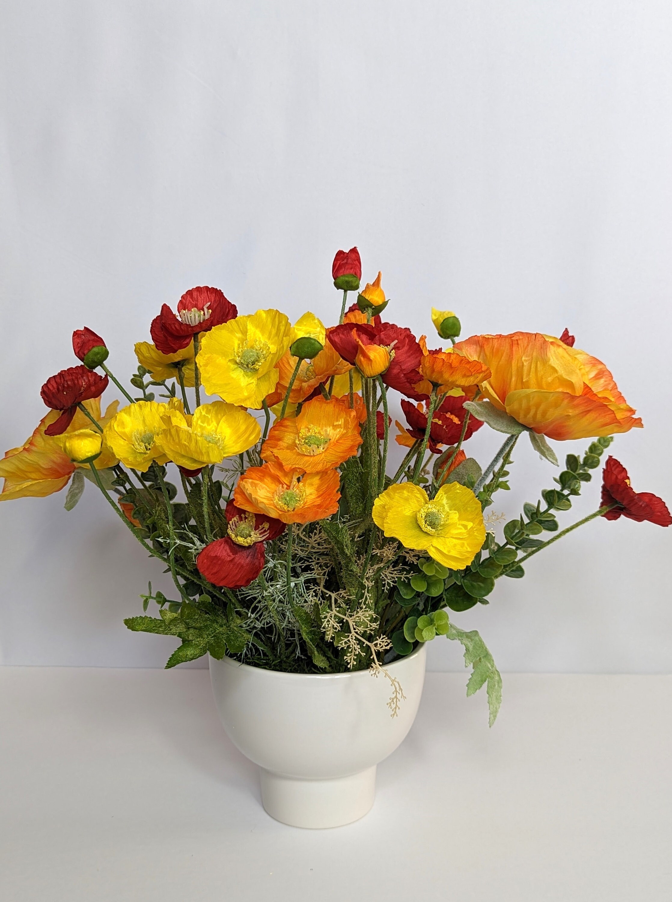 Poppy Silk Arrangement in Pot 16 Orange Red Poppy - Etsy