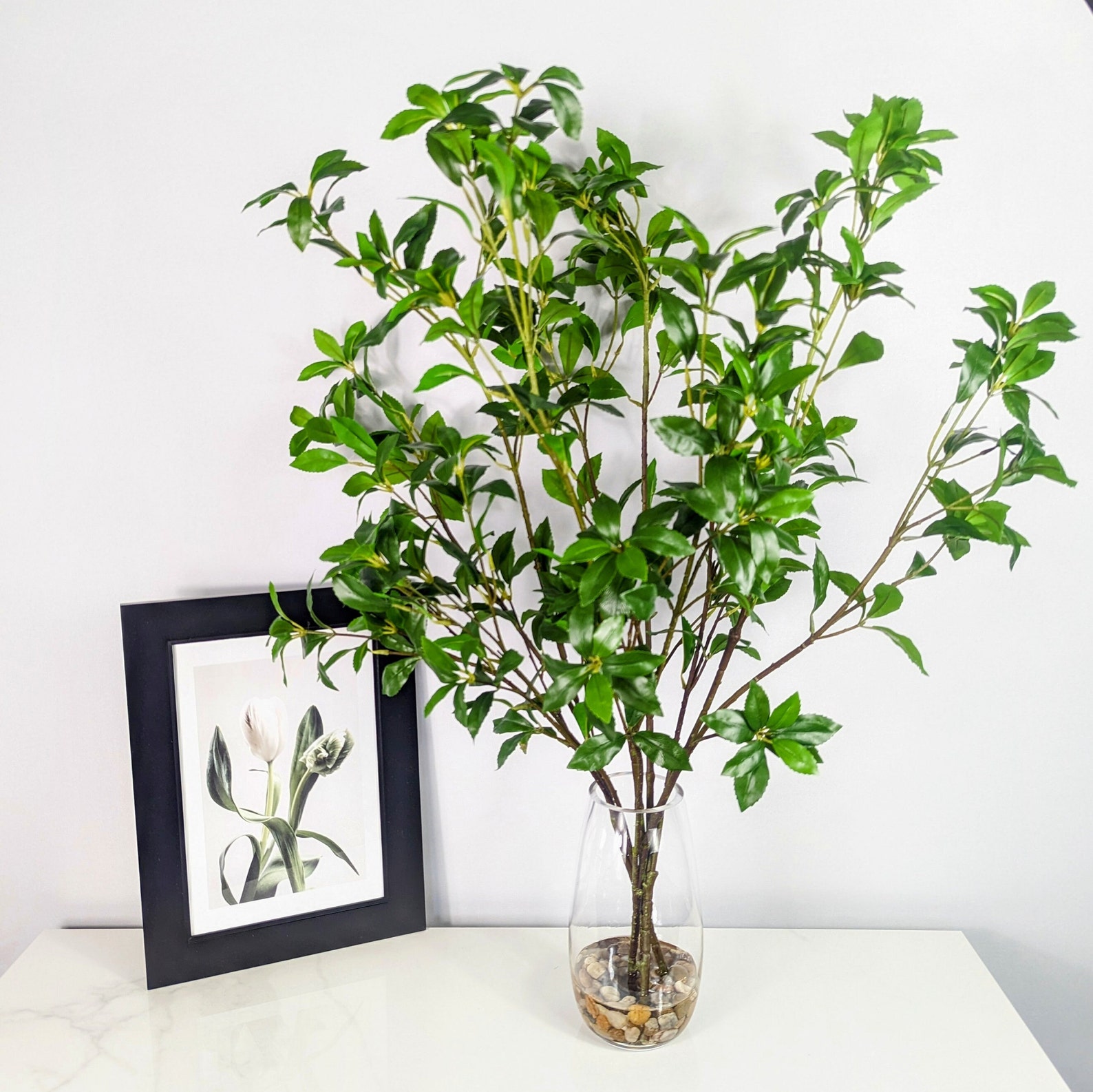 Ficus Greenery Arrangement: Real Touch Green Branches in Glass Vase - Etsy