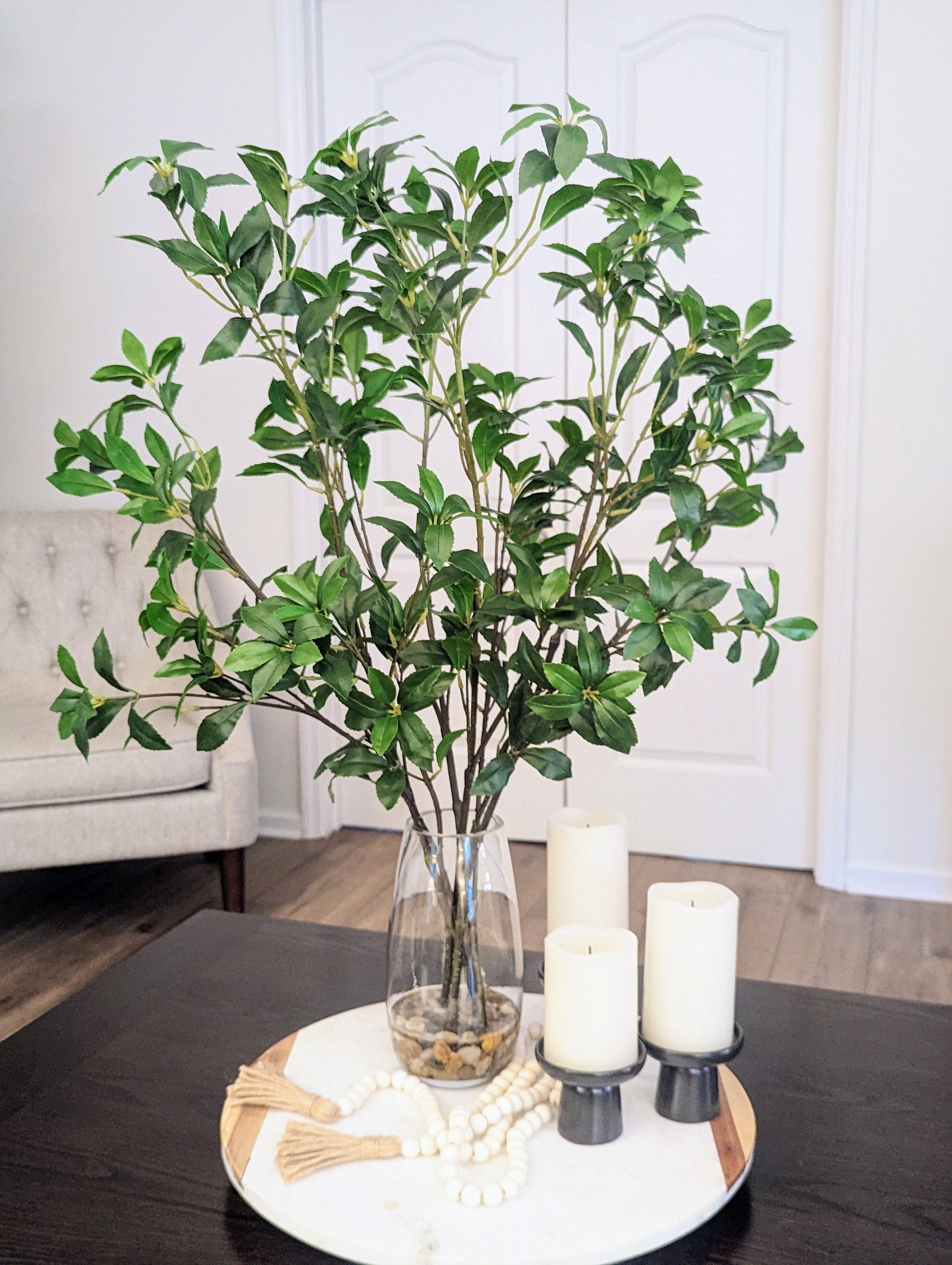 Ficus Greenery Arrangement: Real Touch Green Branches in Glass Vase - Etsy