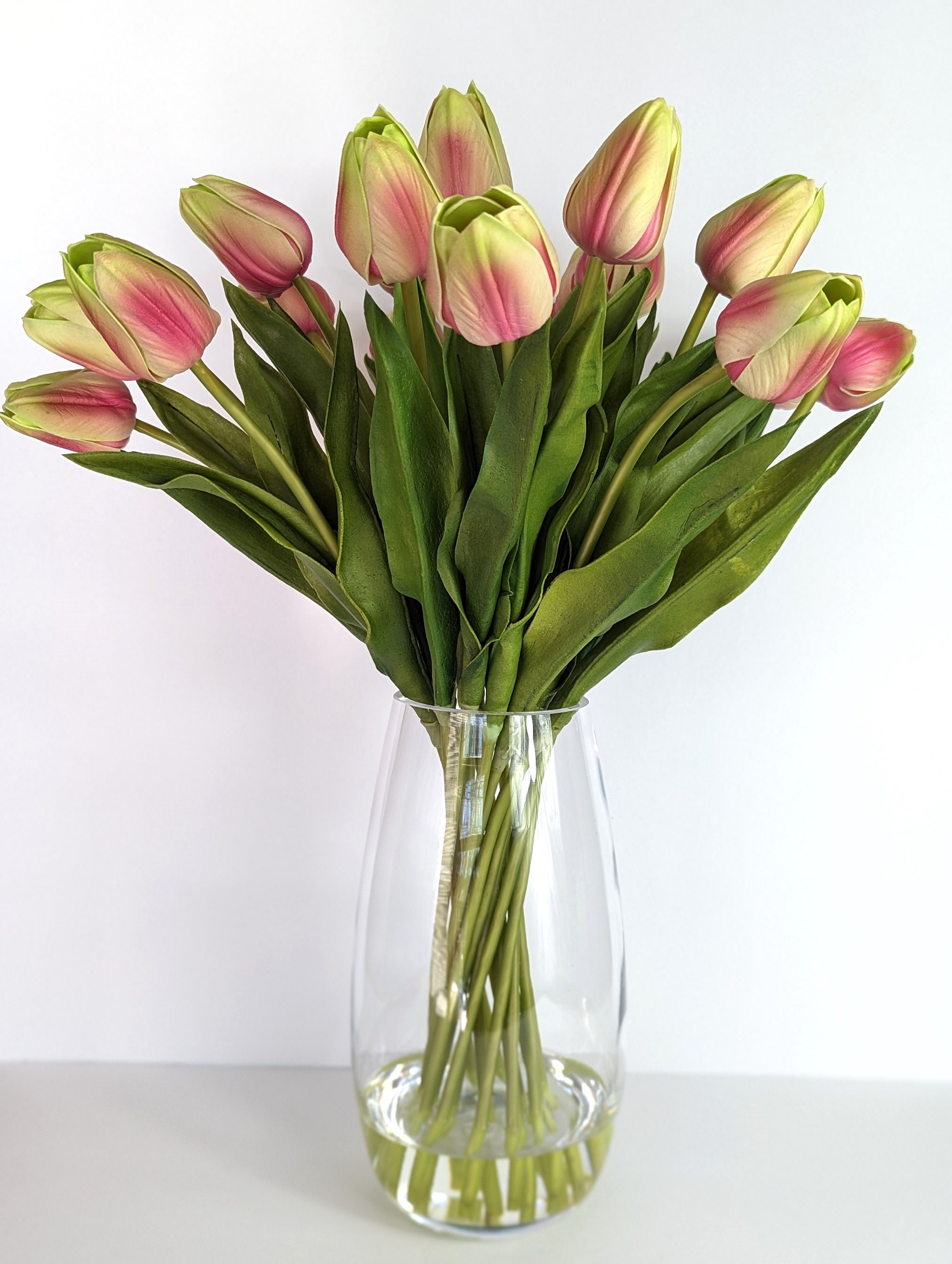 Pink Tulip Real Touch Flowers in Faux Water 19, Tulip Flower ...