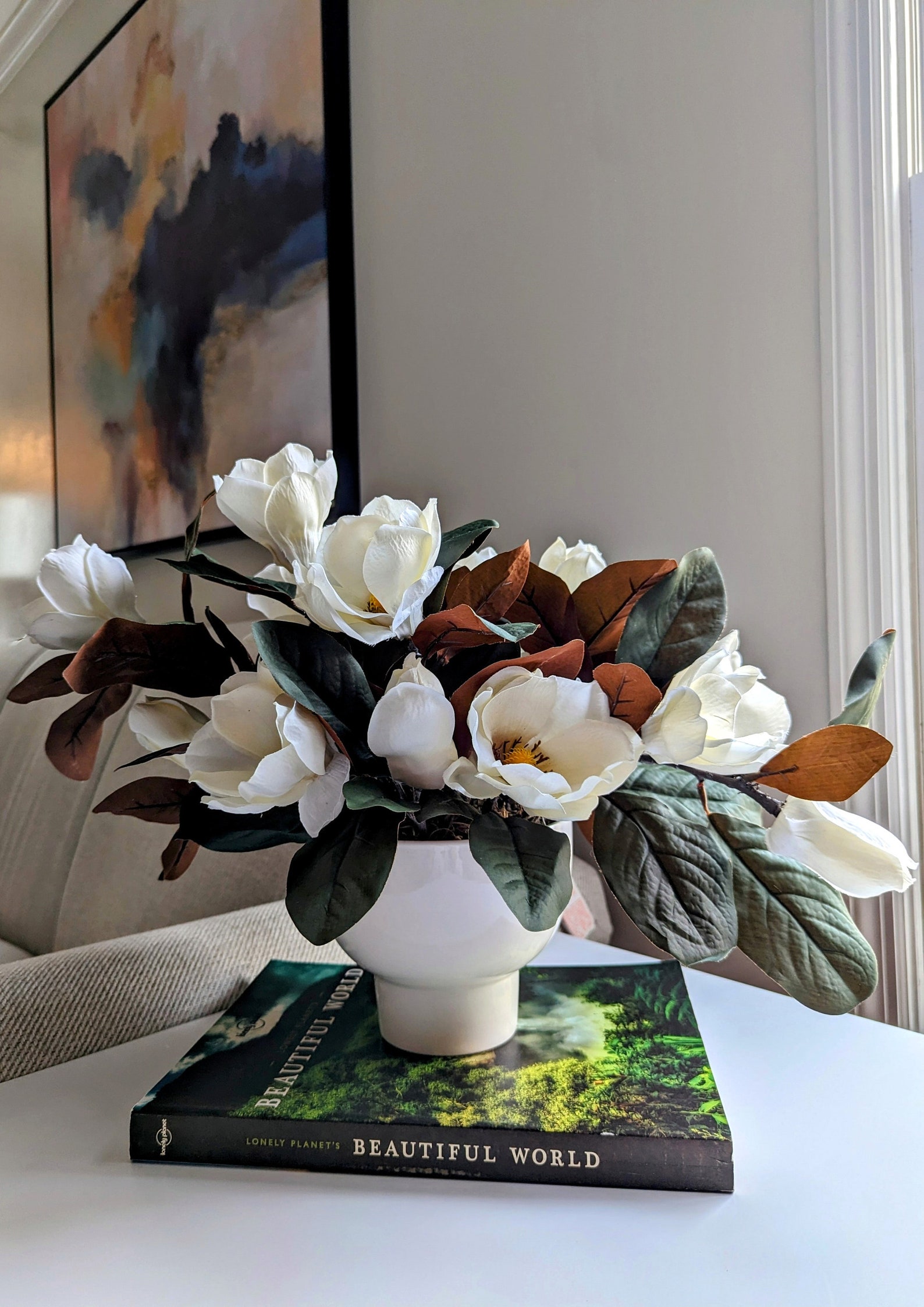 Sweet Magnolia Silk Flower Arrangement in Elegant Compote Vase - Etsy