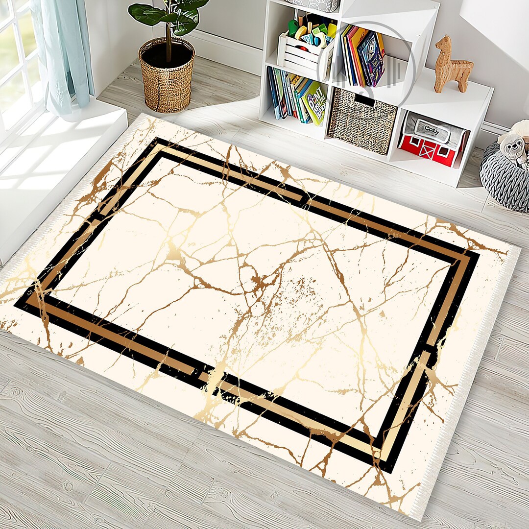 Gold Marble Rug Gold Rug Indoor Rug Home Decor Rug Luxury - Etsy