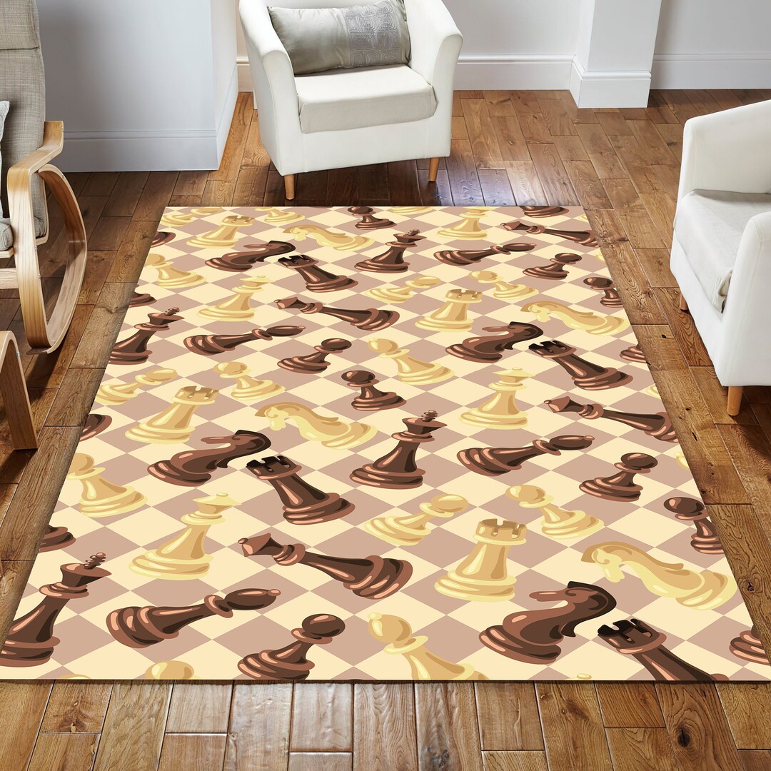 Chess Board Rug, Chess Rug, Chess Set Rug, Game Room Rug, Kids Room Rug ...