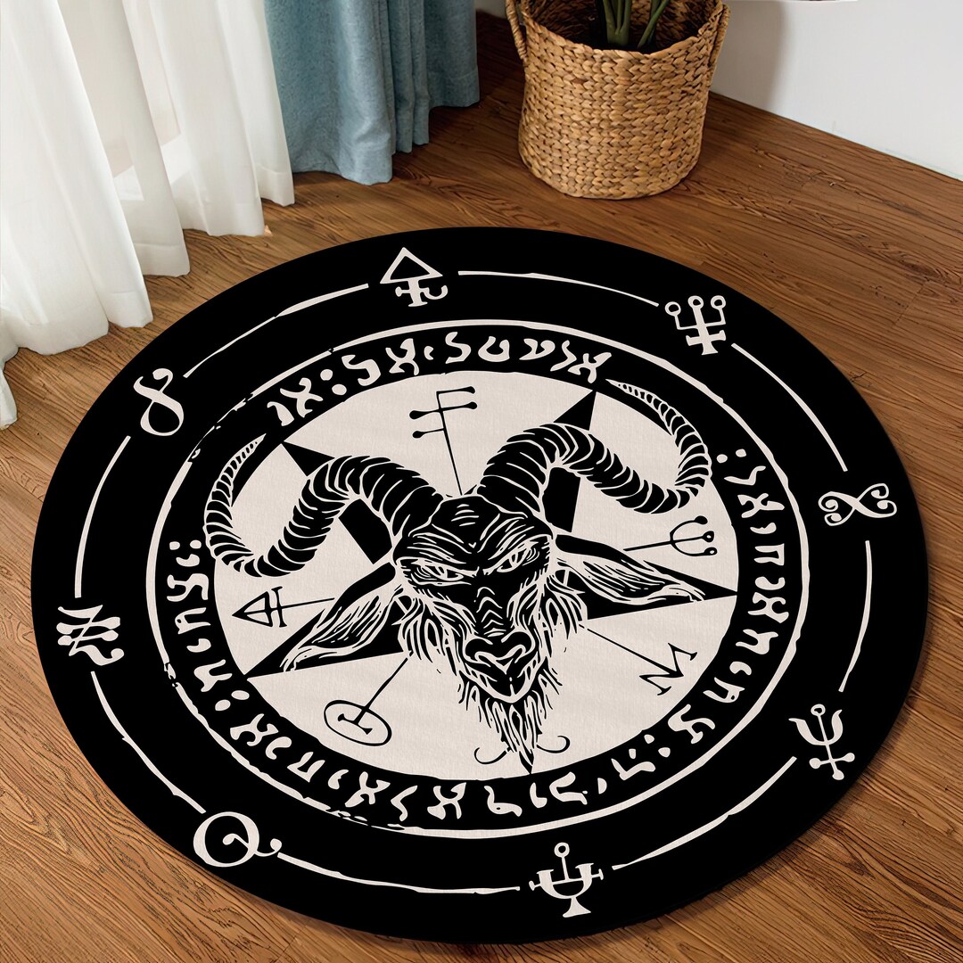 Sigil of Baphomet Circle Rug, Satan Rug, Satanism Rug, Demonic Rug, Dark Cross, Baphomet Symbols ...