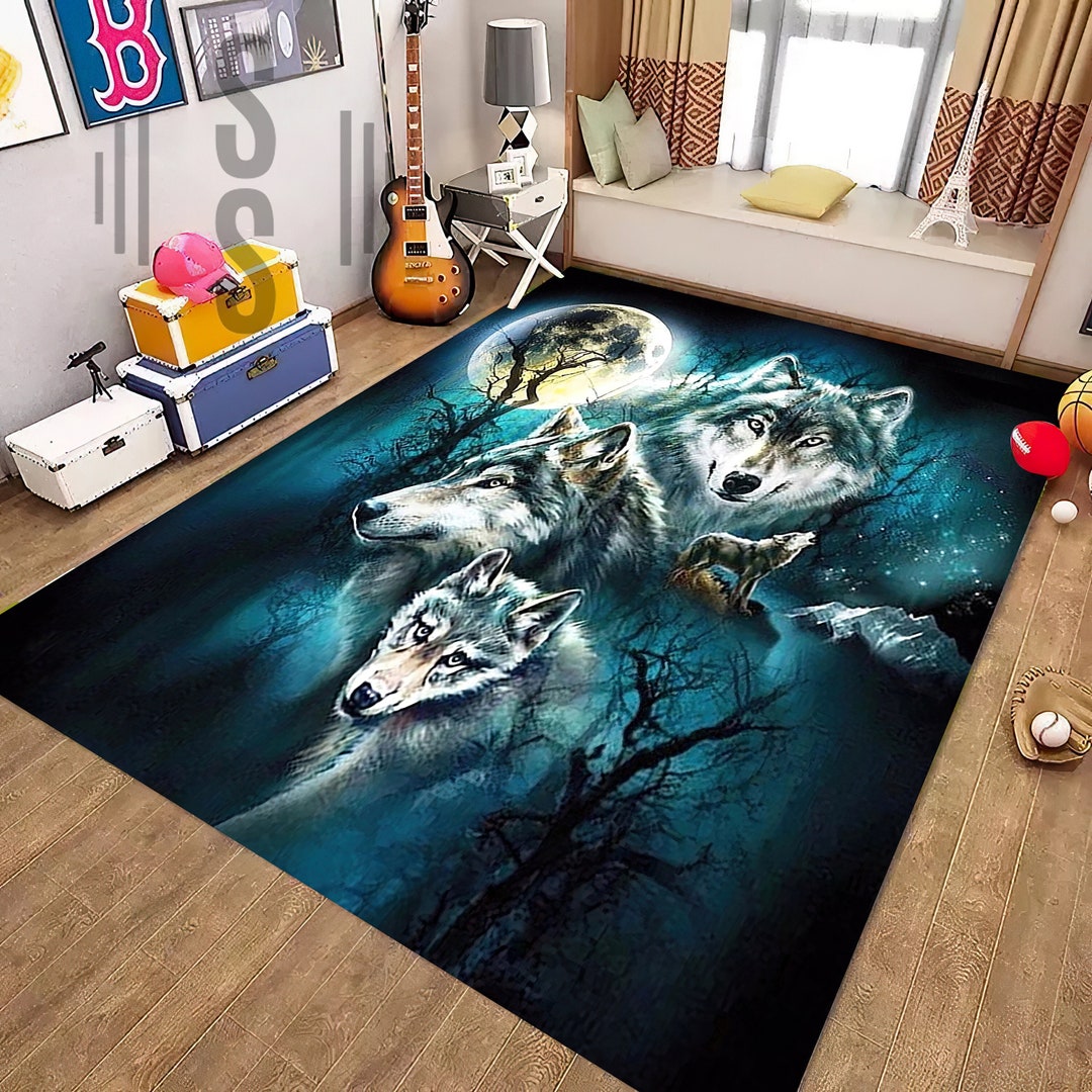 Wolf Rug Boy Room Rug Kids Room Rug Gift for Him Area Rug - Etsy