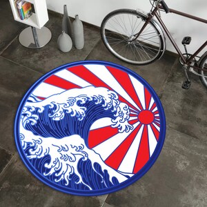 Wave Rug, Moon Rug, Moon Decor, Wavy Rug, Japanese Rug, Kanagawa Wavy ...