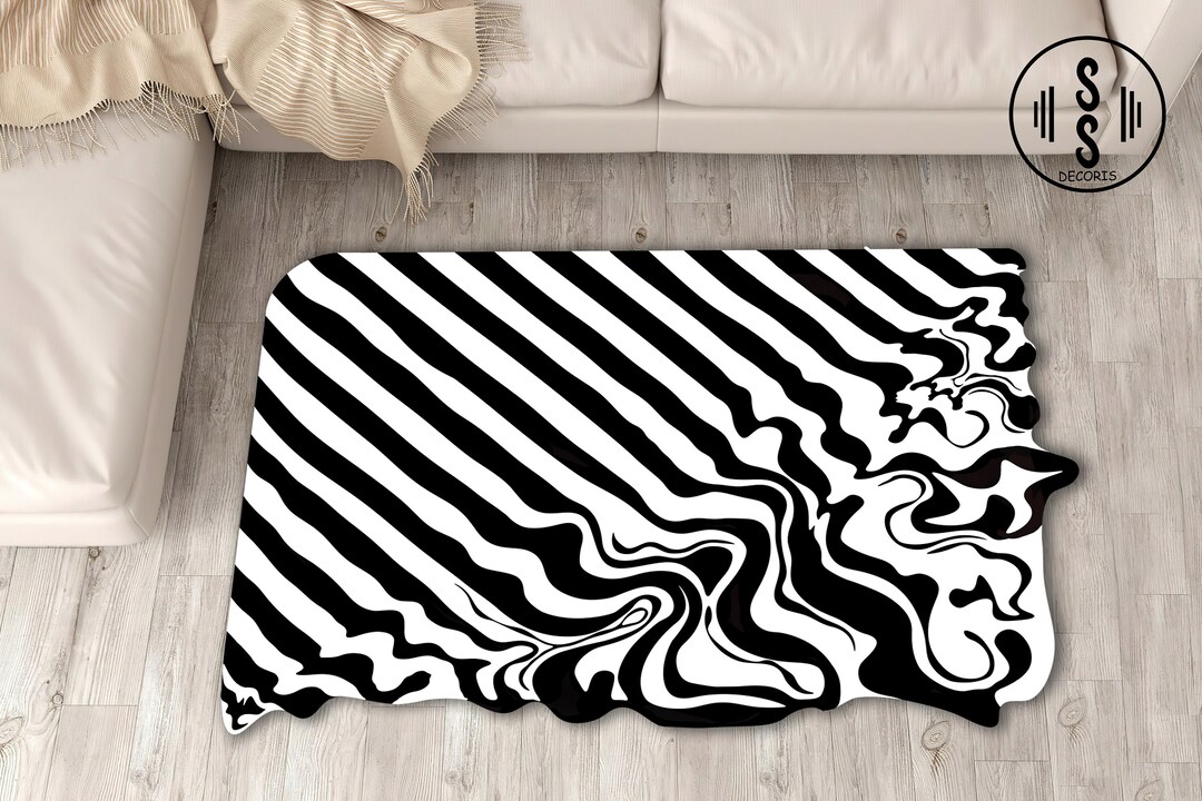 Molten Rug, Melting Rug, Melt Rug, Black White Melting Rug, Irregular ...