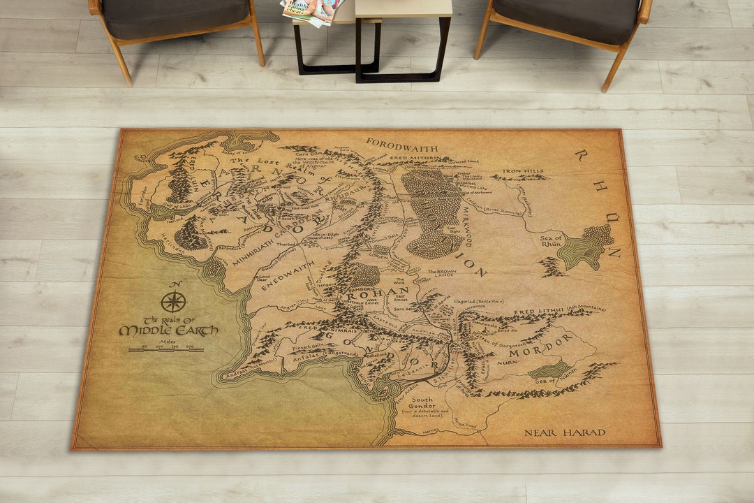 Middle Earth Map LOTR Carpet, Gift Idea for the Lord of the Rings Fan ...