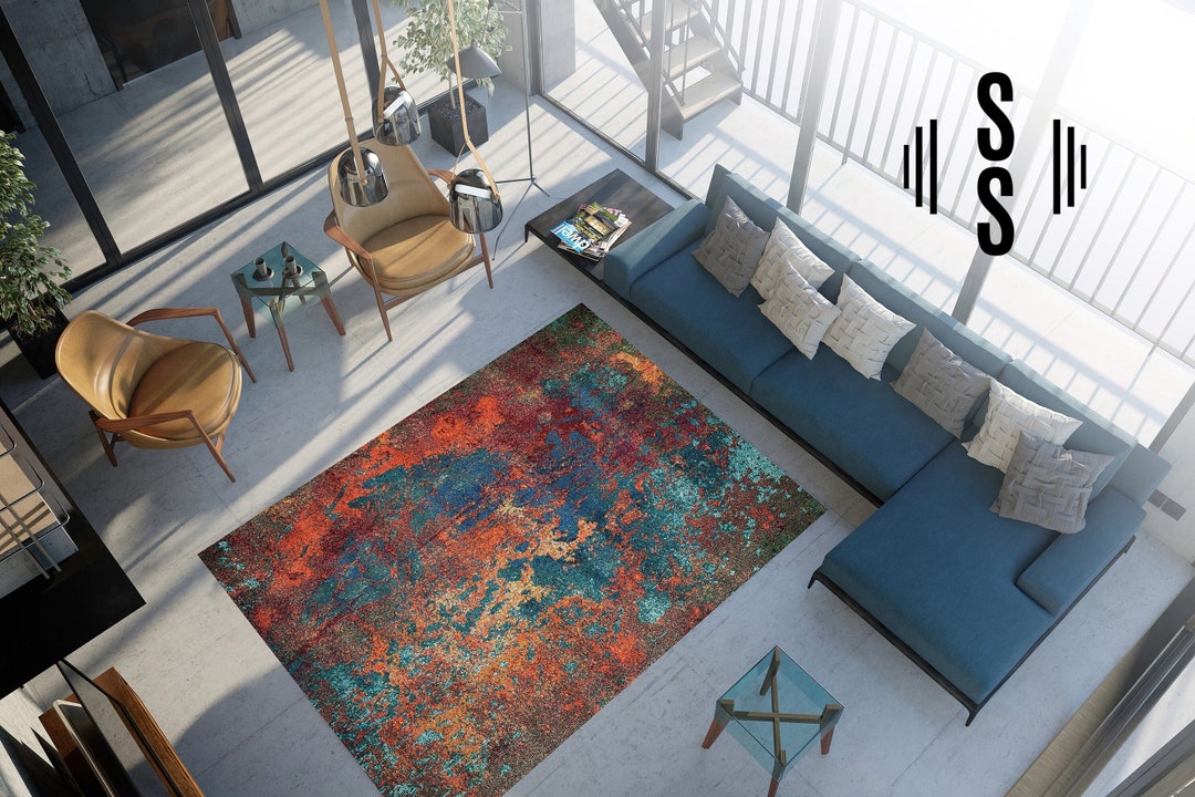 Colorful Modern Rug, Abstract Rug, Unique Abstract Rug, Minimalist Rug ...