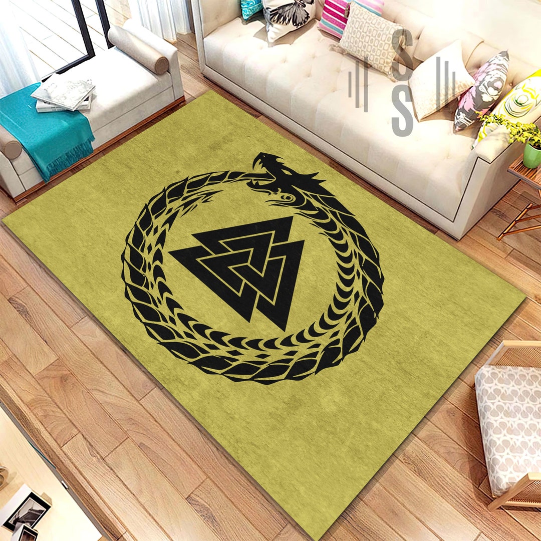 Viking Motif Rug Nordic Style Rug Viking Rug Vegvisir and - Etsy