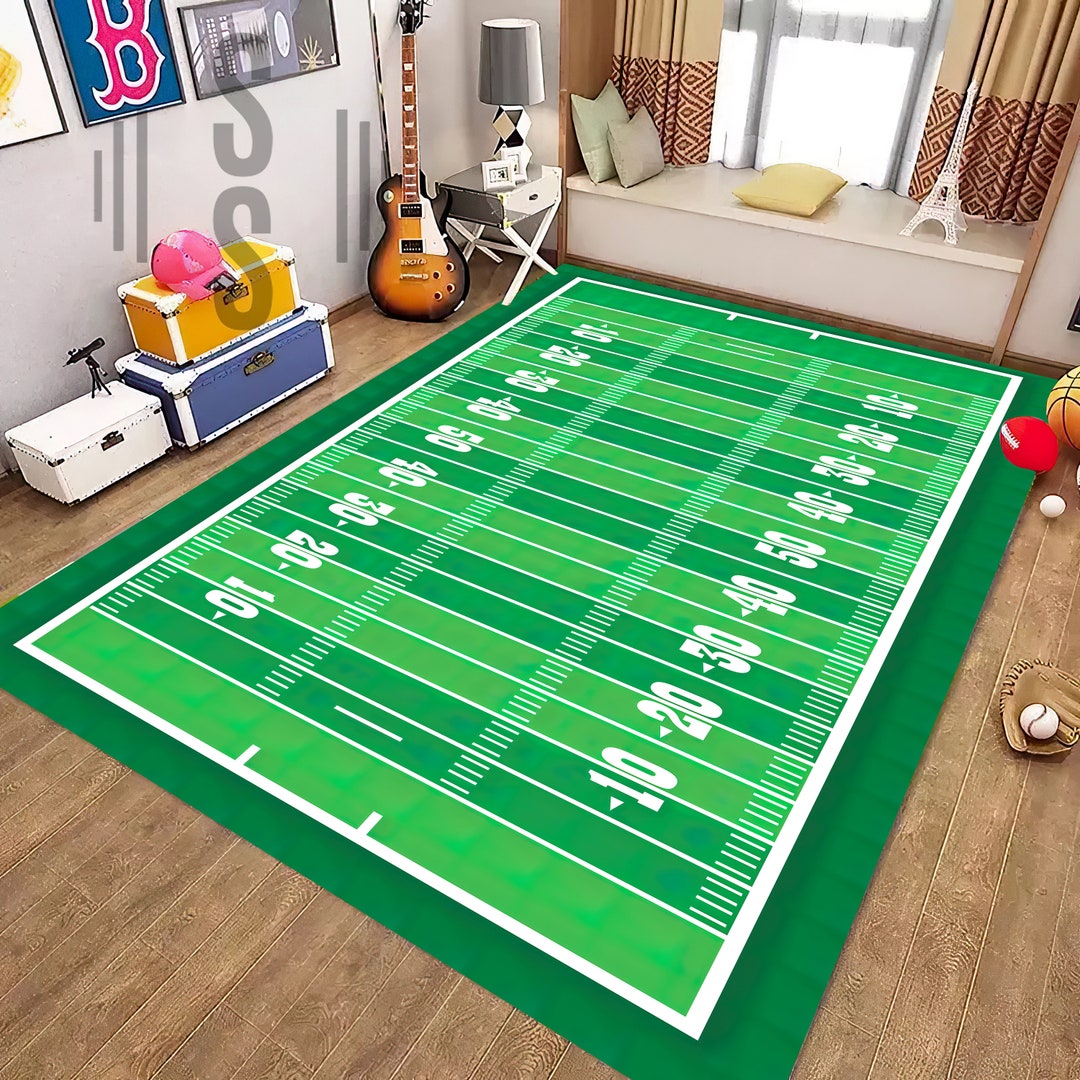 American Football Field Printed Area Rug With Custom Team Logo & Name ...