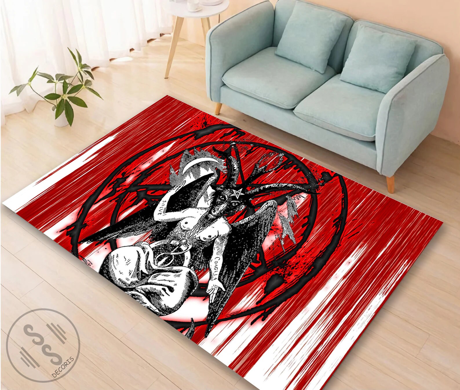 Pentagram Rug, Baphomet Rug, Satan Rug, Satanism Rug, Illuminati Rug ...