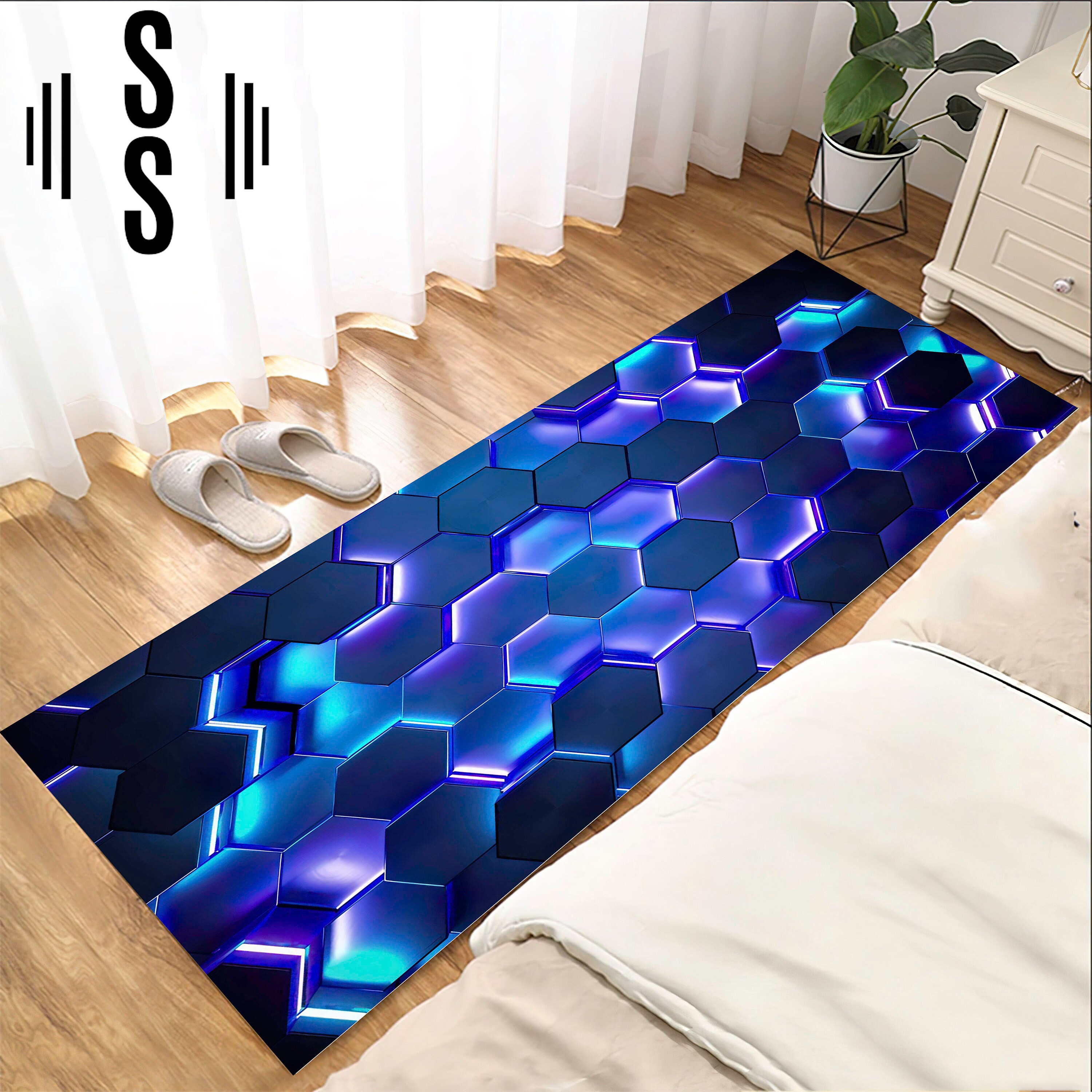 Cool Neon Hexagons Rug Big Shining Rug Hexagon Pattern Rug - Etsy UK