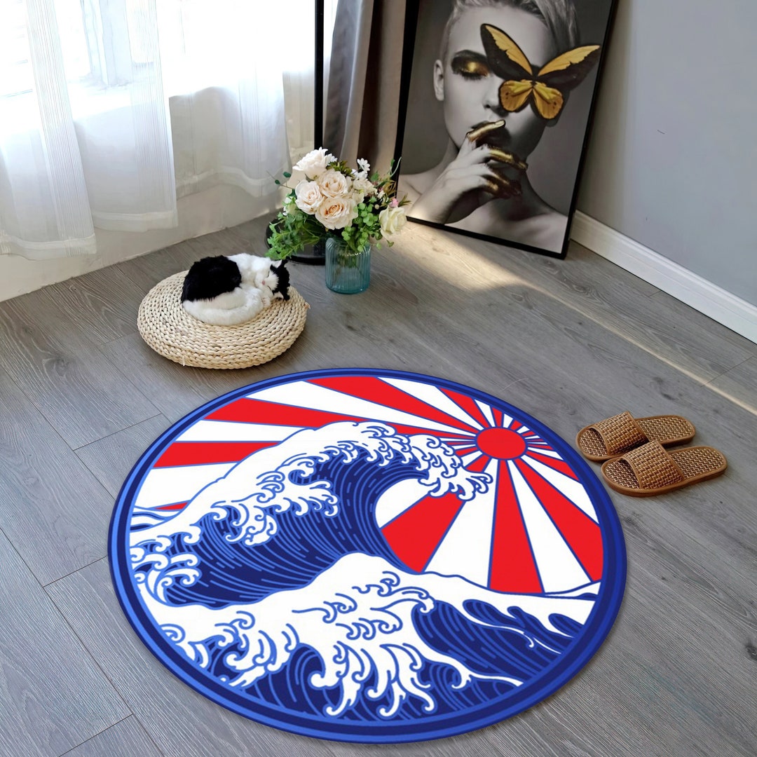 Wave Rug, Moon Rug, Moon Decor, Wavy Rug, Japanese Rug, Kanagawa Wavy ...