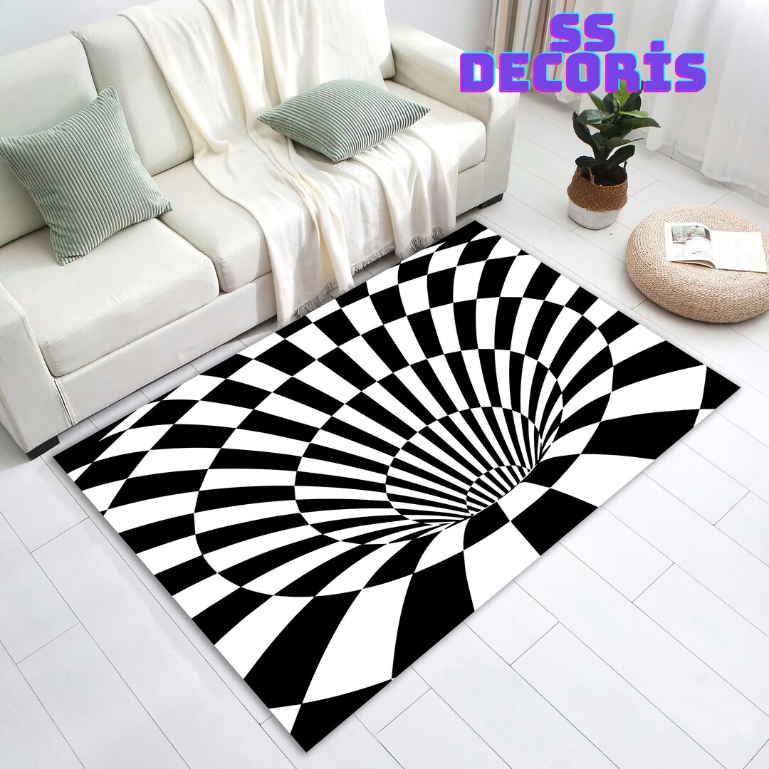 3D Rug, Geometric Optical Illusion, Vortex Holographic Rug, Visual ...