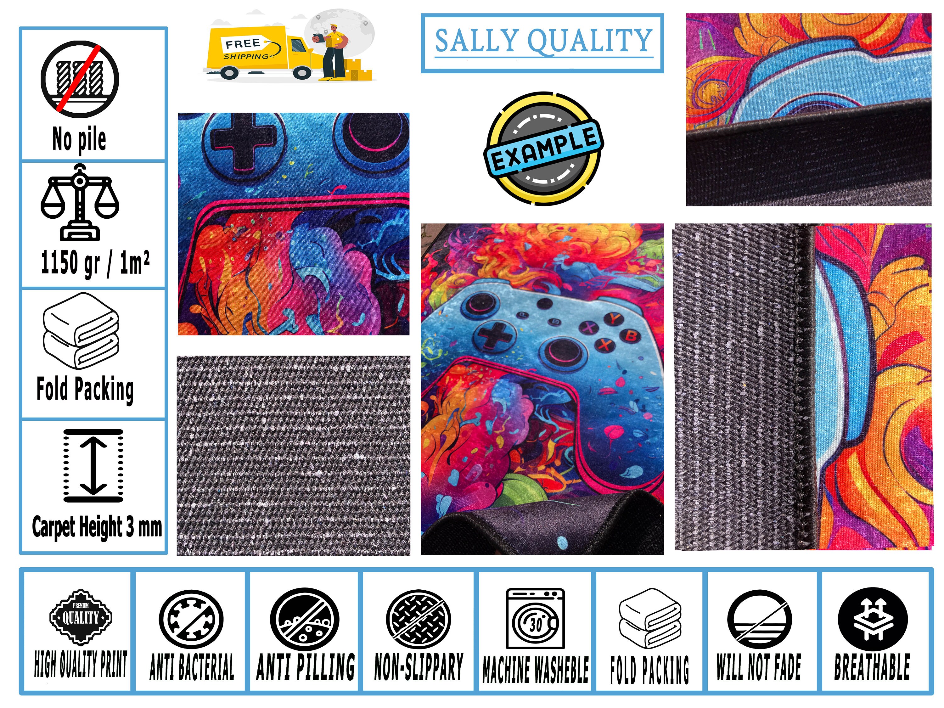 Colourful Evil Fantasy Skull Design Carpet, Gothic Floral Skull Carpet ...