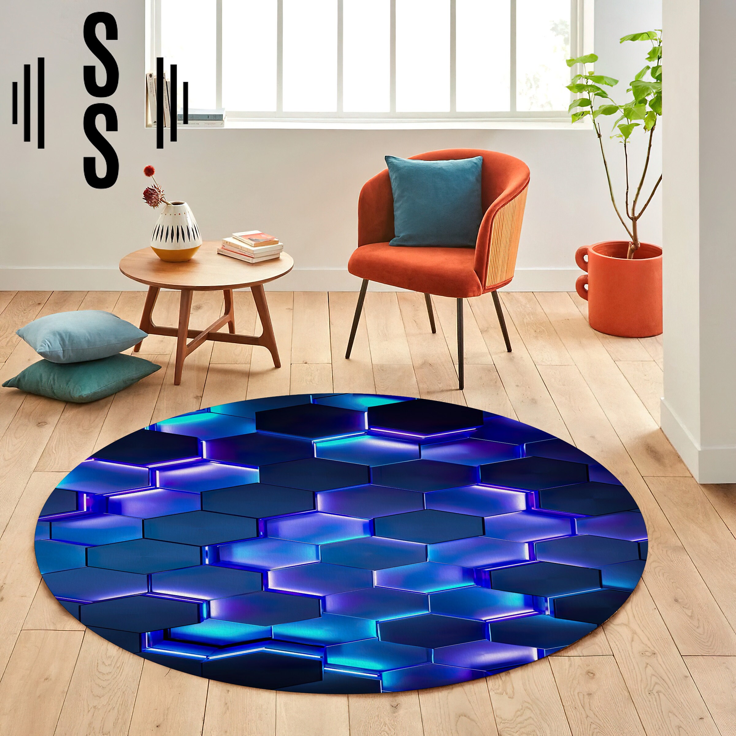 Cool Neon Hexagons Rug Big Shining Rug Hexagon Pattern Rug - Etsy UK