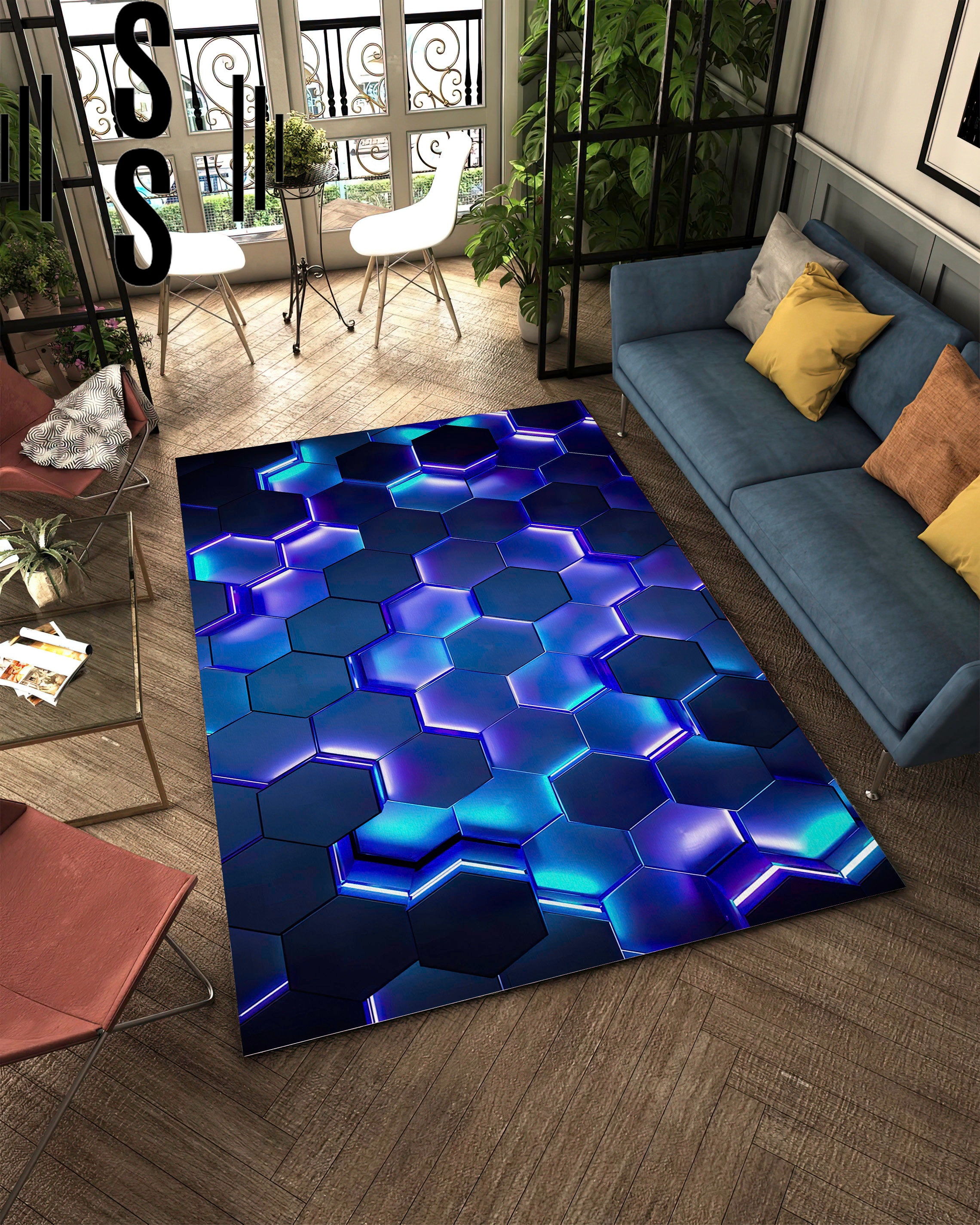 Cool Neon Hexagons Rug Big Shining Rug Hexagon Pattern Rug - Etsy UK
