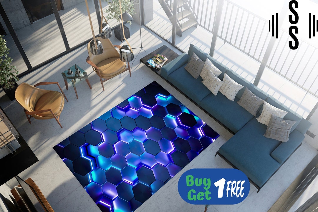 Cool Neon Hexagons Rug Big Shining Rug Hexagon Pattern Rug - Etsy