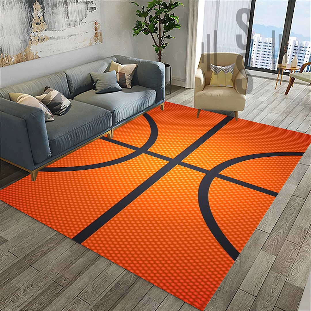 Basketball Sports Fan Rug, Gift for Him, Boys Room Rug, Kids Room Rug ...