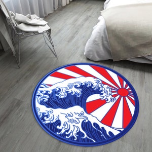 Wave Rug, Moon Rug, Moon Decor, Wavy Rug, Japanese Rug, Kanagawa Wavy ...