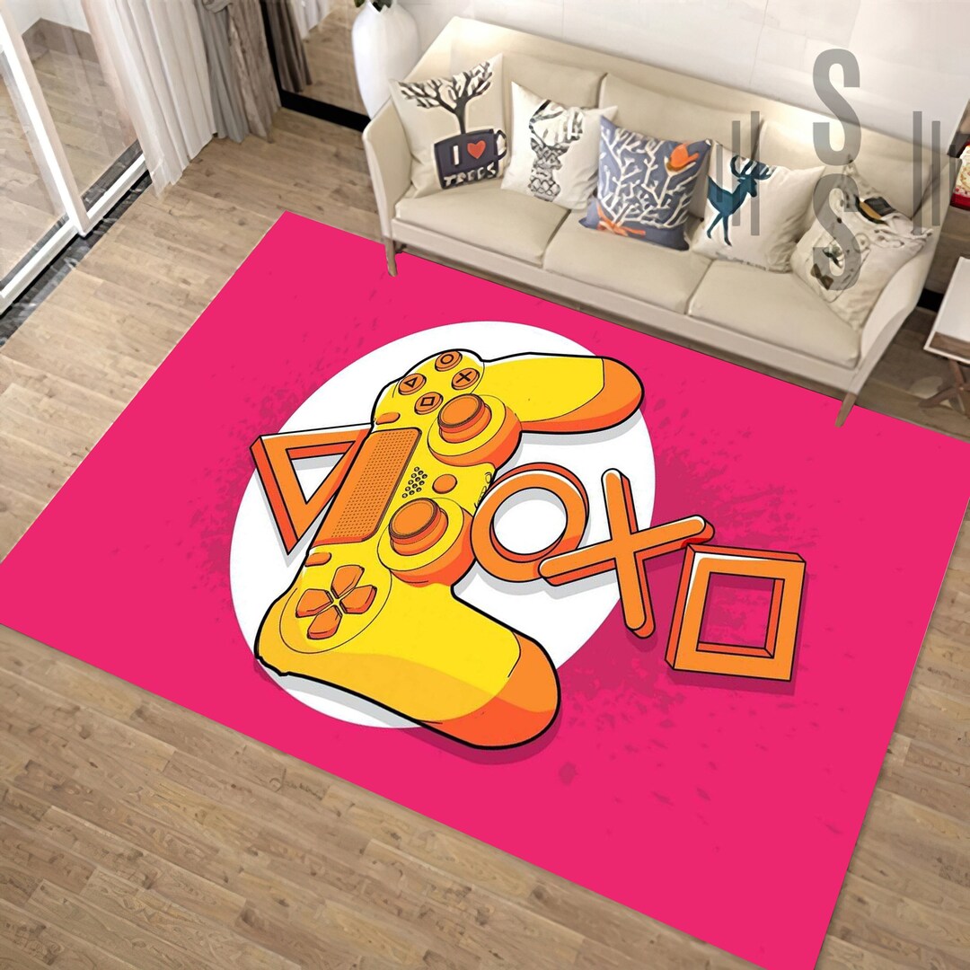 Pink Yellow Joystick Rug, Colourful Game Consol Rug, Gamer Rug, Game ...