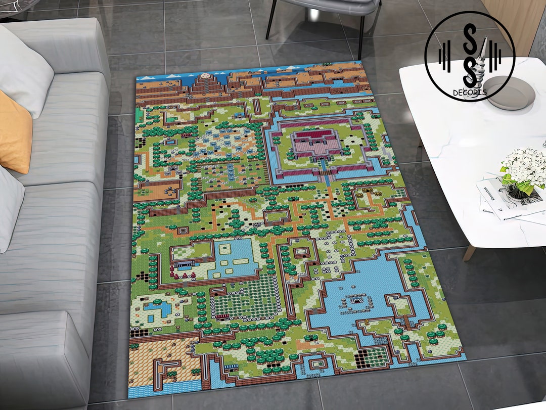 Zelda Map Rug, Map Rug, Vintage Rug, Game Map Rug, Map Decor, Legend of ...