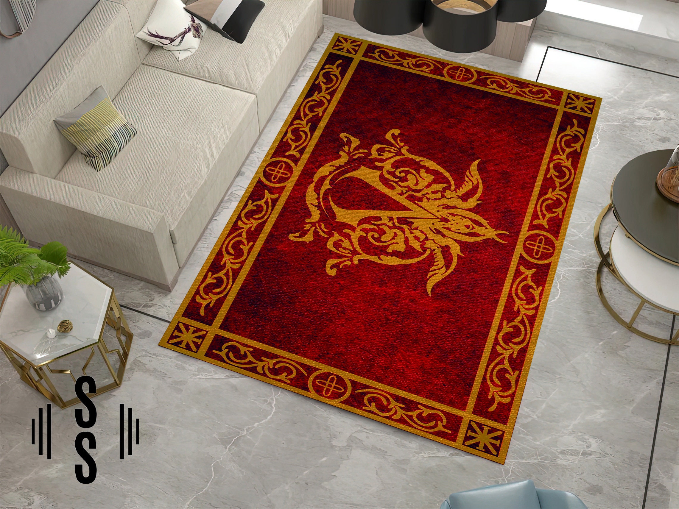 Roman Empire Flag Pattern Rug Game Room Rug Arcade Rug - Etsy