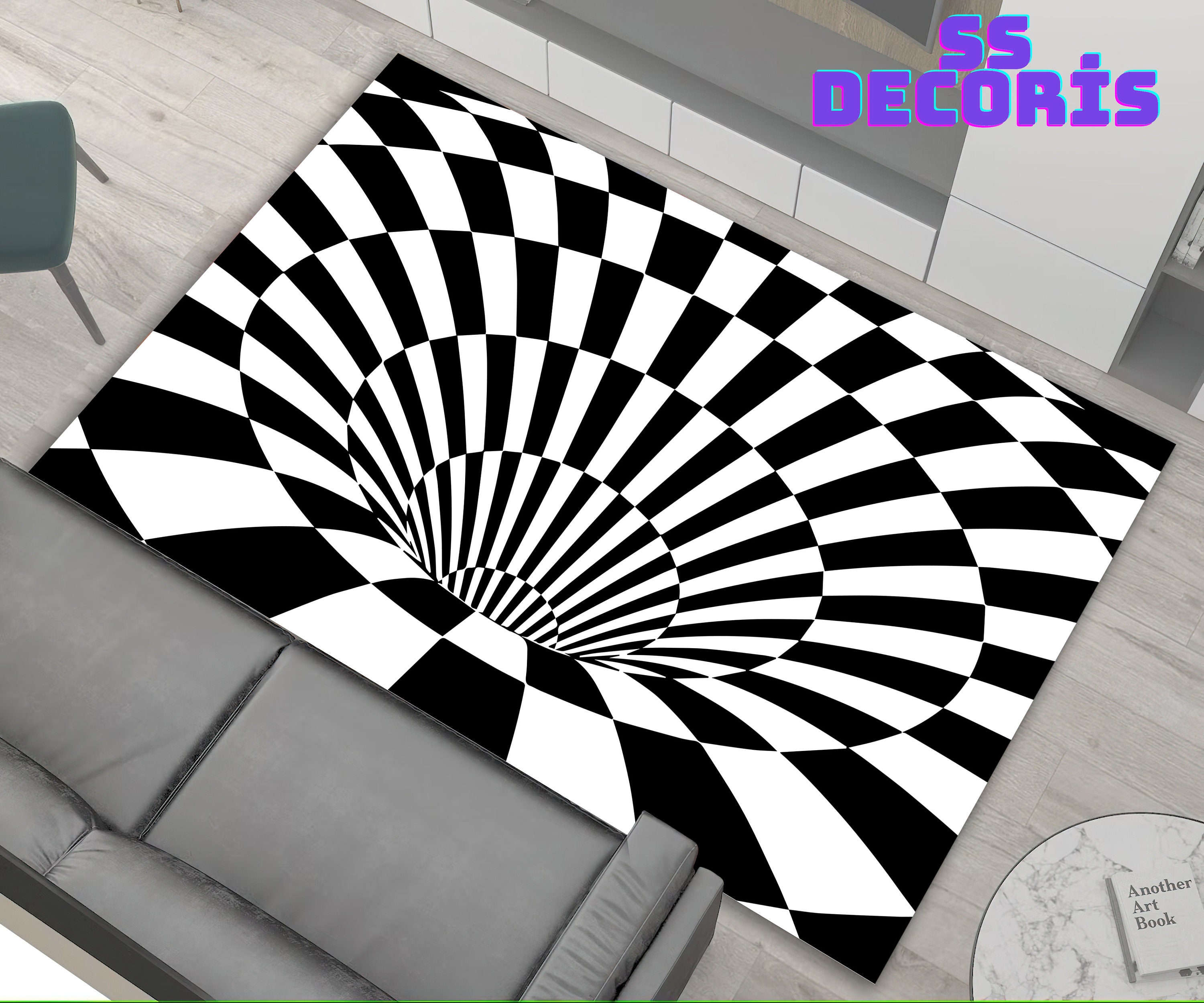 3D Rug Geometric Optical Illusion Vortex Holographic Rug - Etsy