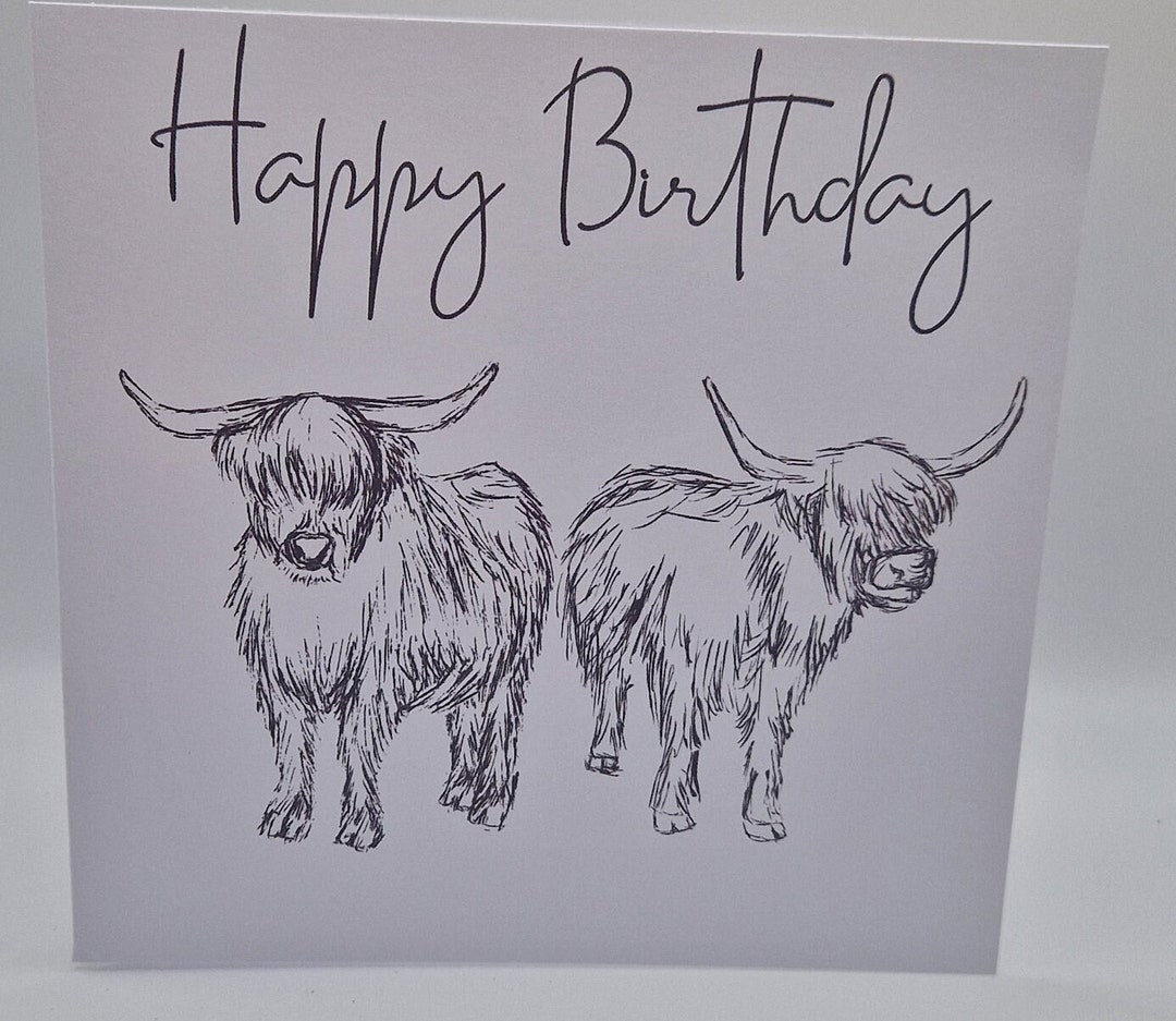 HIGHLAND COW BIRTHDAY Card,simple but Lovely Birthday Card-lovely ...