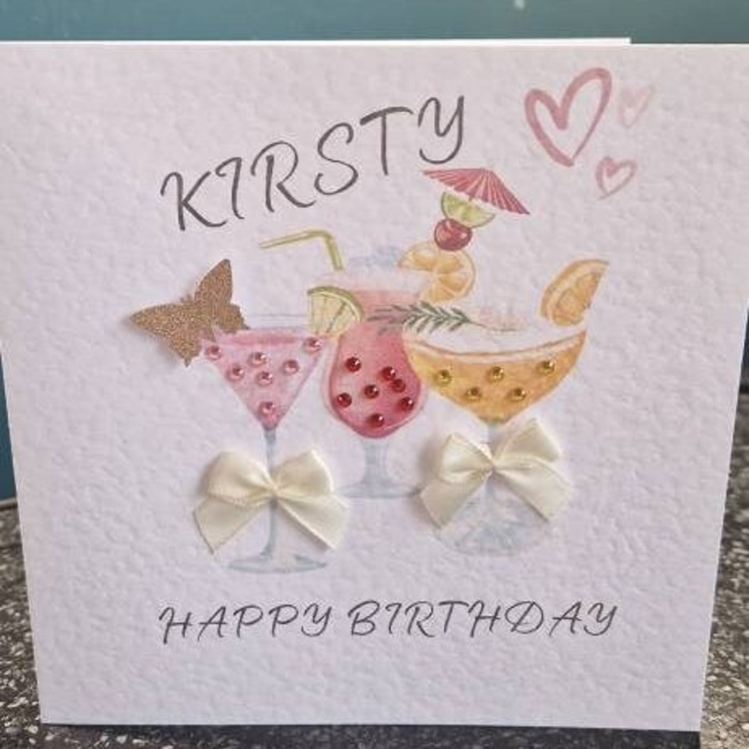 Personalised Birthday Card ,birthday, Cocktails, for Her, Party ,hand ...