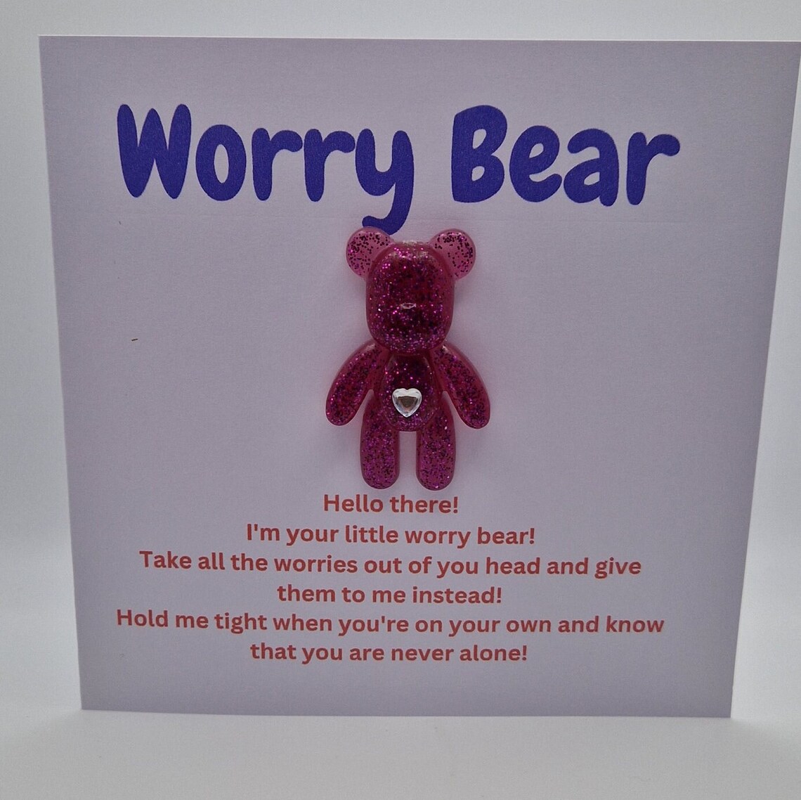 Worry Bear Card, Resin Bear on a Card Child's Worry Bear. Resin Bear ...