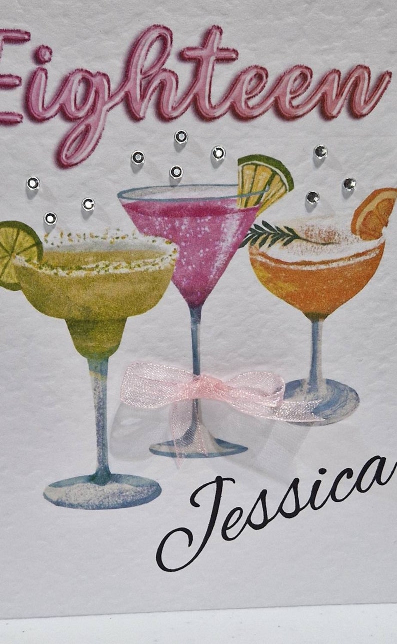 PERSONALISED 18th Birthday Card-with Cocktails With Gems and - Etsy