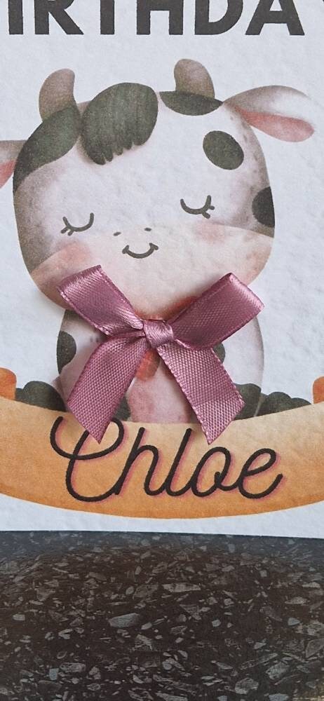 Personalised Baby Cow Birthday Card, Card for Her ,sweet Card ,with ...
